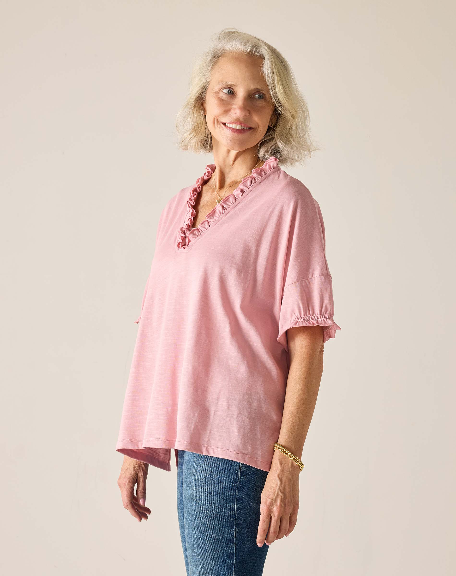 Amelia Short Sleeve Ruffle Tee by Mersea | Everyday Classic – MERSEA