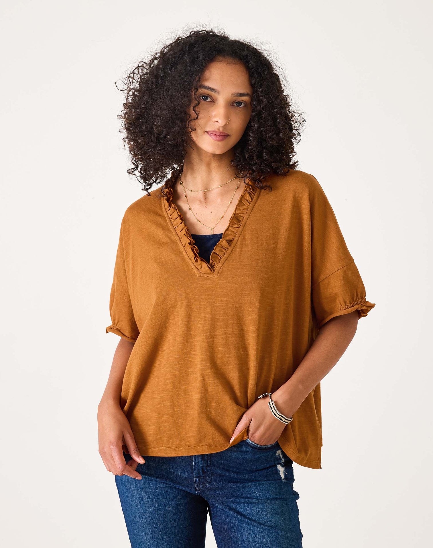 Amelia Short Sleeve Ruffle Tee by Mersea | Everyday Classic – MERSEA