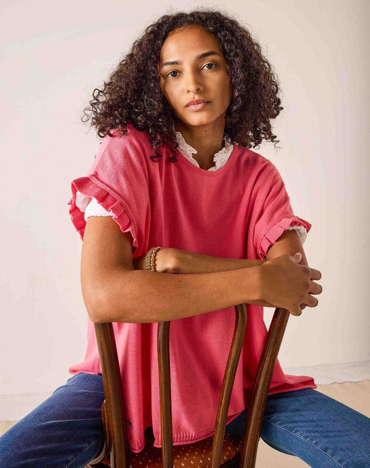 Catalina Short Sleeve Ruffle Sweater by MERSEA | Short Sleeve Travel ...